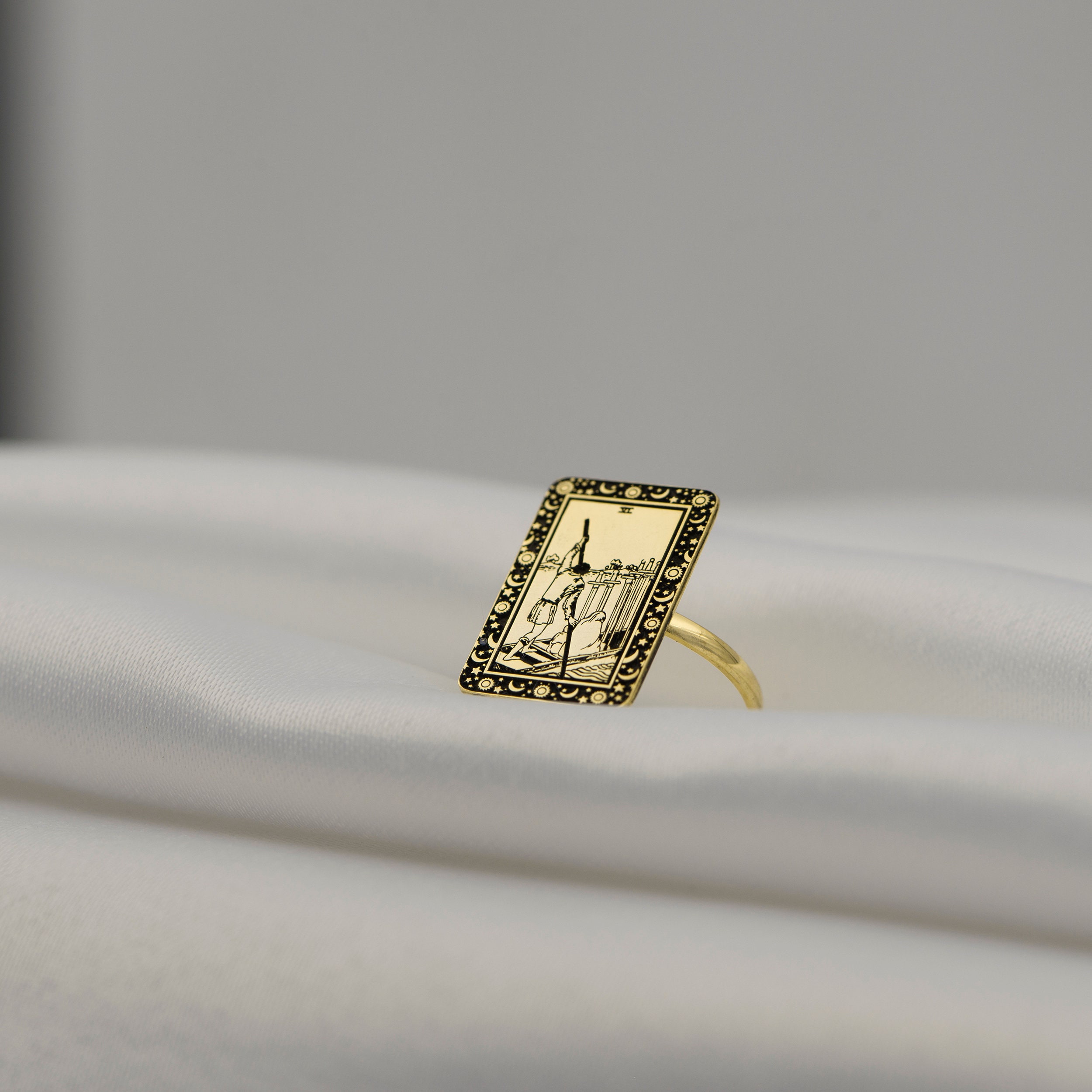 Six of Swords Tarot Card Ring Gold or Silver Tarot Card - Etsy