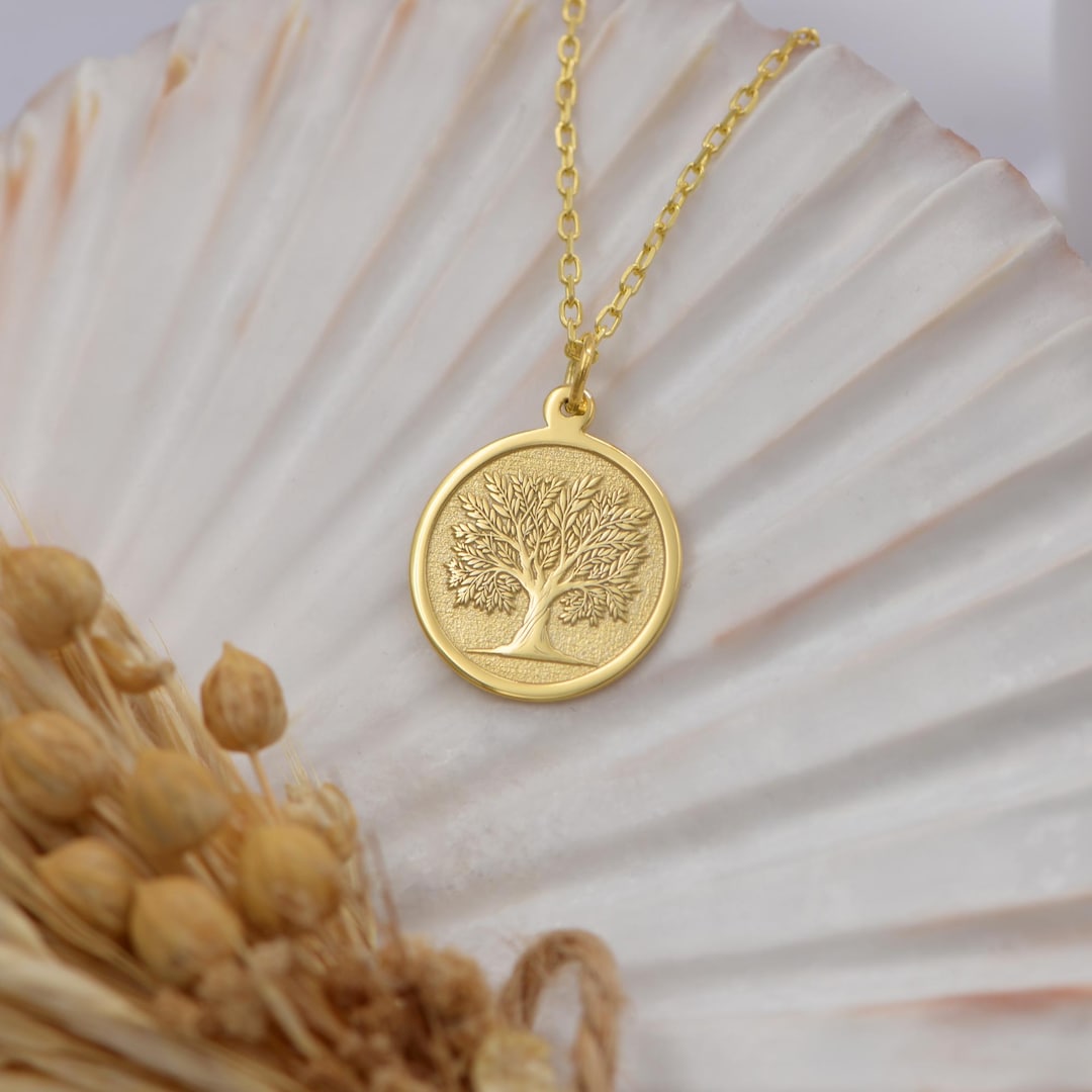 14K Solid Gold Olive Tree Necklace – Greek Symbol of Peace Prosperity ...