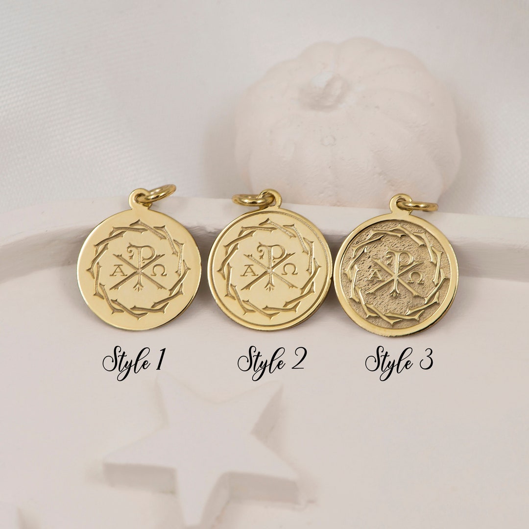 Real 14k Solid Gold Chi Rho Cross Necklace by Demir Uluer ...