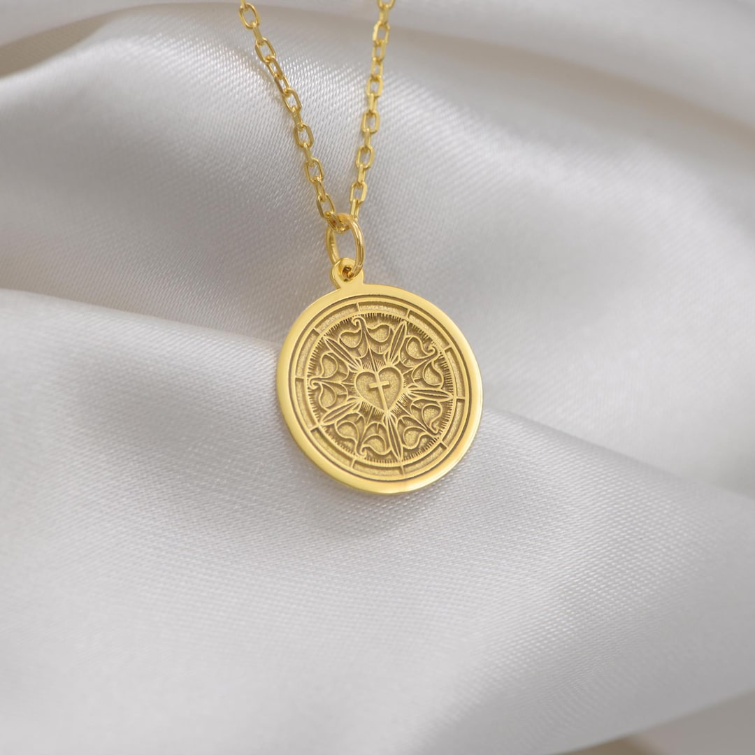 14K Solid Gold Luther Rose Necklace – Custom Reformation Symbol Pendant ...