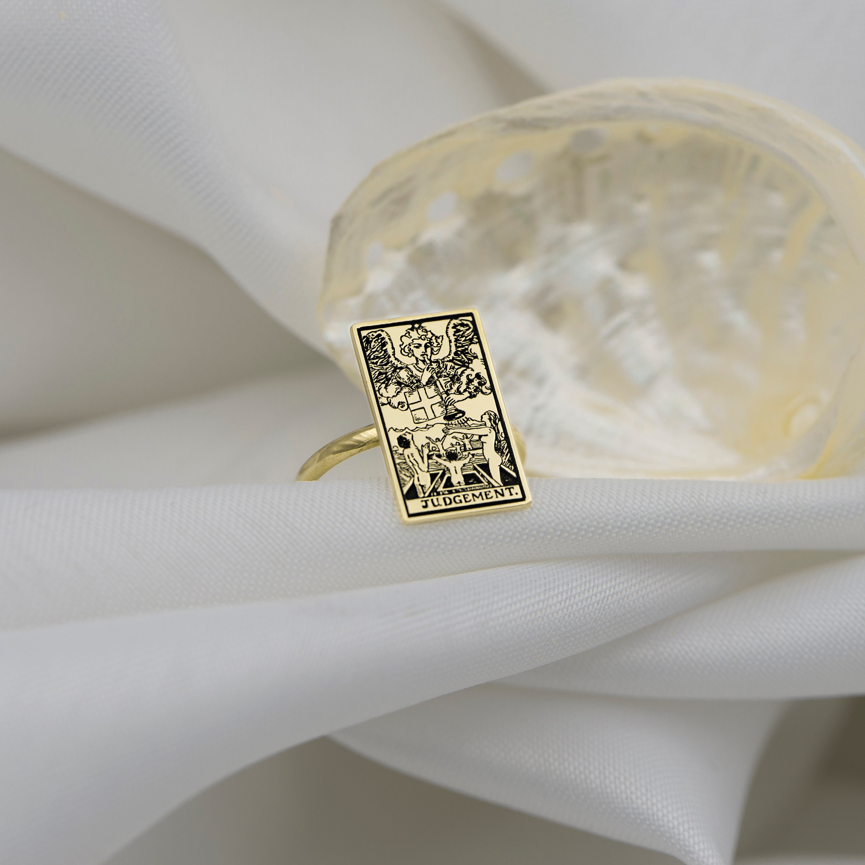 The Judgement Tarot Card Ring 10K Solid Yellow Gold Mystic - Etsy