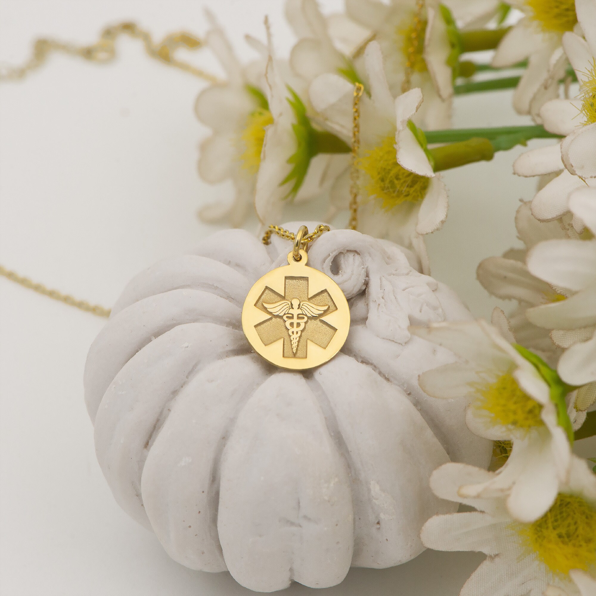 Medical Alert Id Necklace Real 14k Solid Gold by Demir Uluer ...