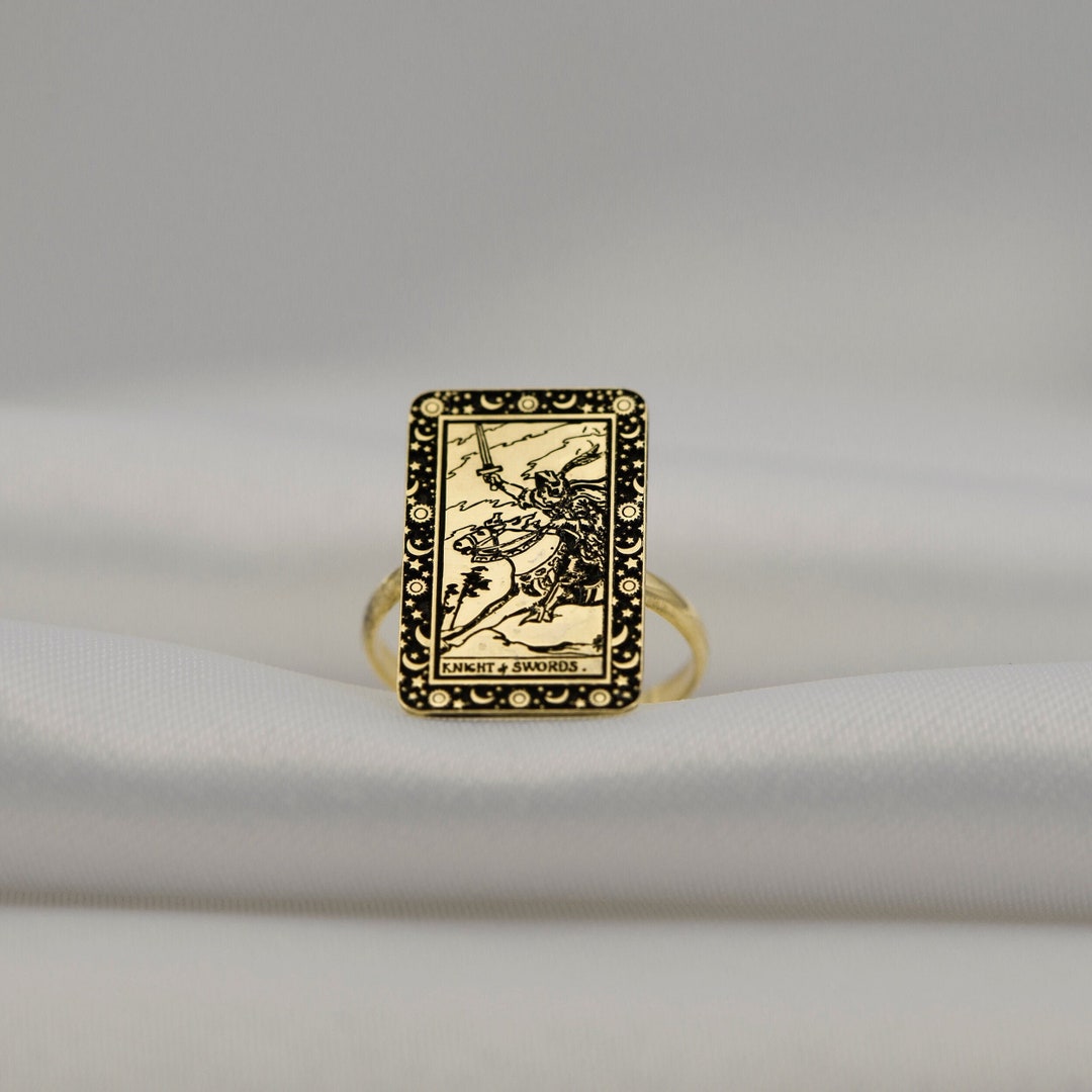 Tarot Card Ring Knight of Swords Gold Silver Tarot Jewelry Astrology ...