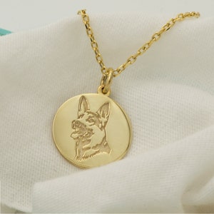 Real 14k Solid Gold German Shepherd Dog Necklace - Custom Pet Pendant ...