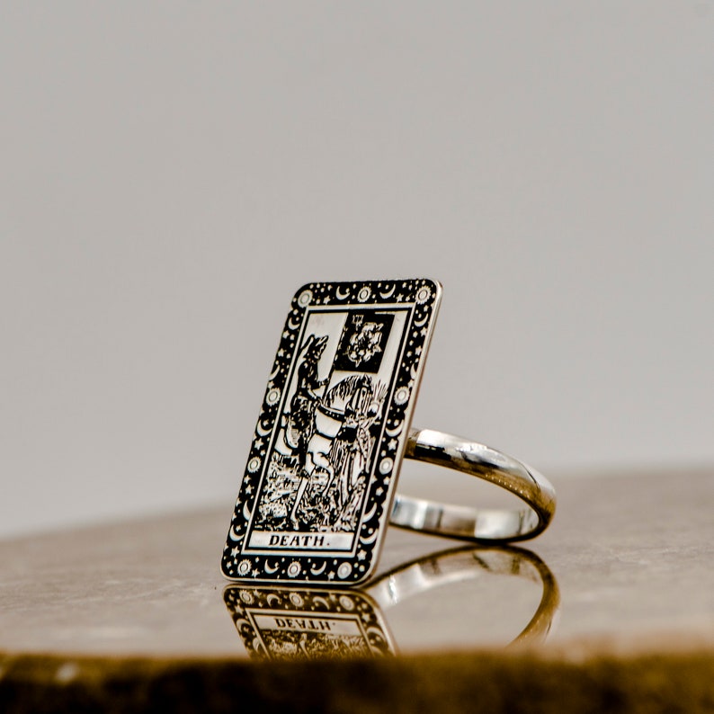 Sterling Silver Death Tarot Card Ring, Astrology Jewelry - Etsy