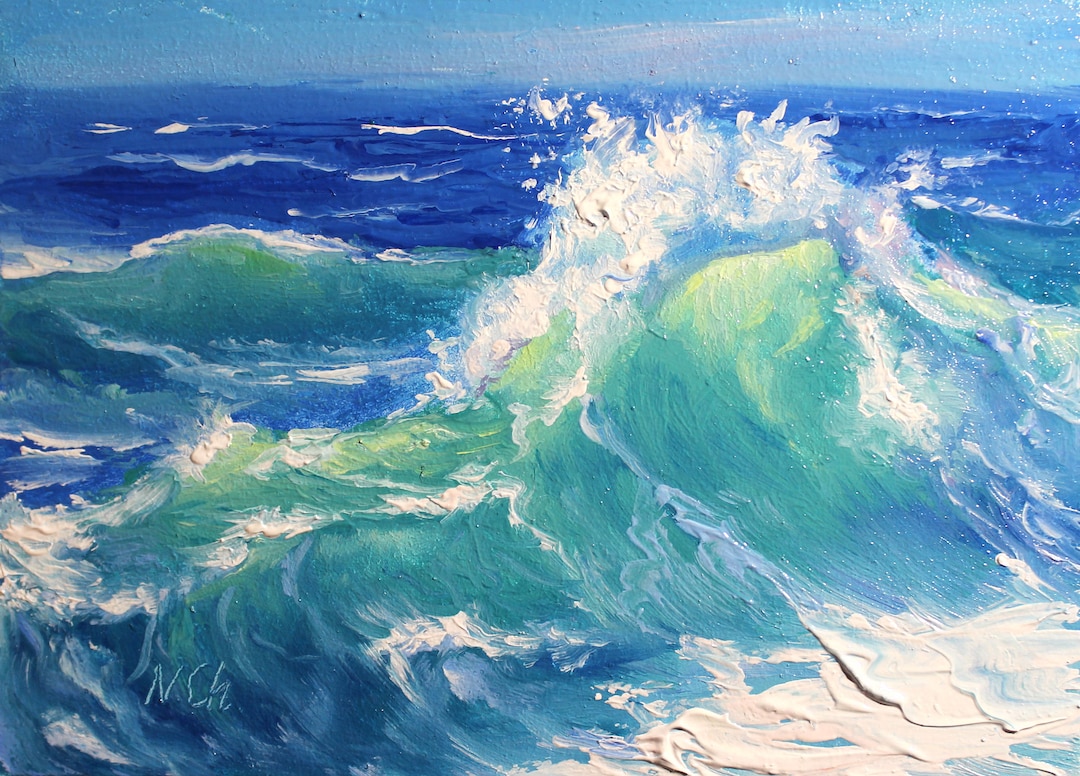 Ocean Wave Painting Original Art Seascape Small Wall Art Waves Oil ...