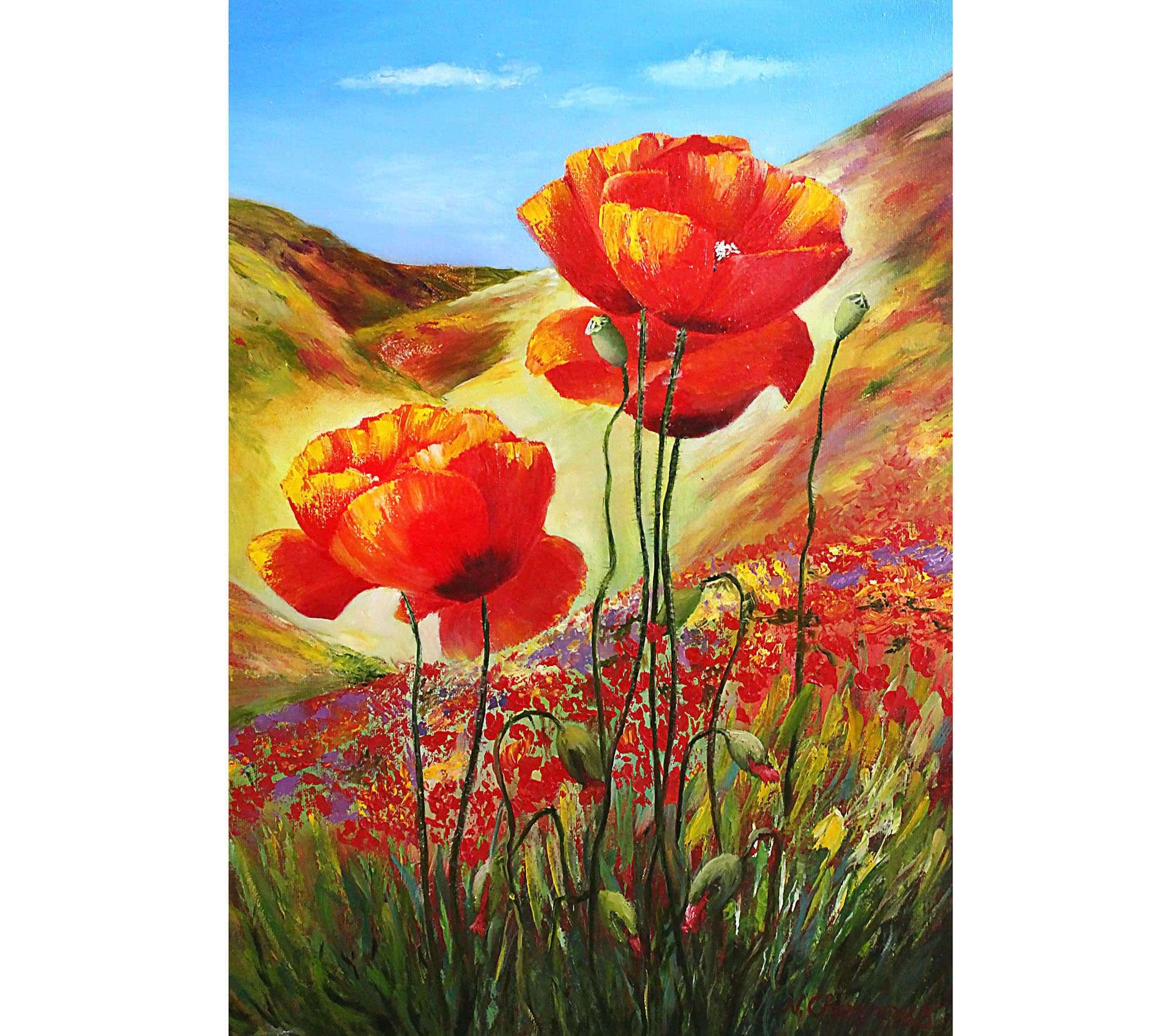 California Poppy Painting Landscape Original Art Oil Canvas | Etsy