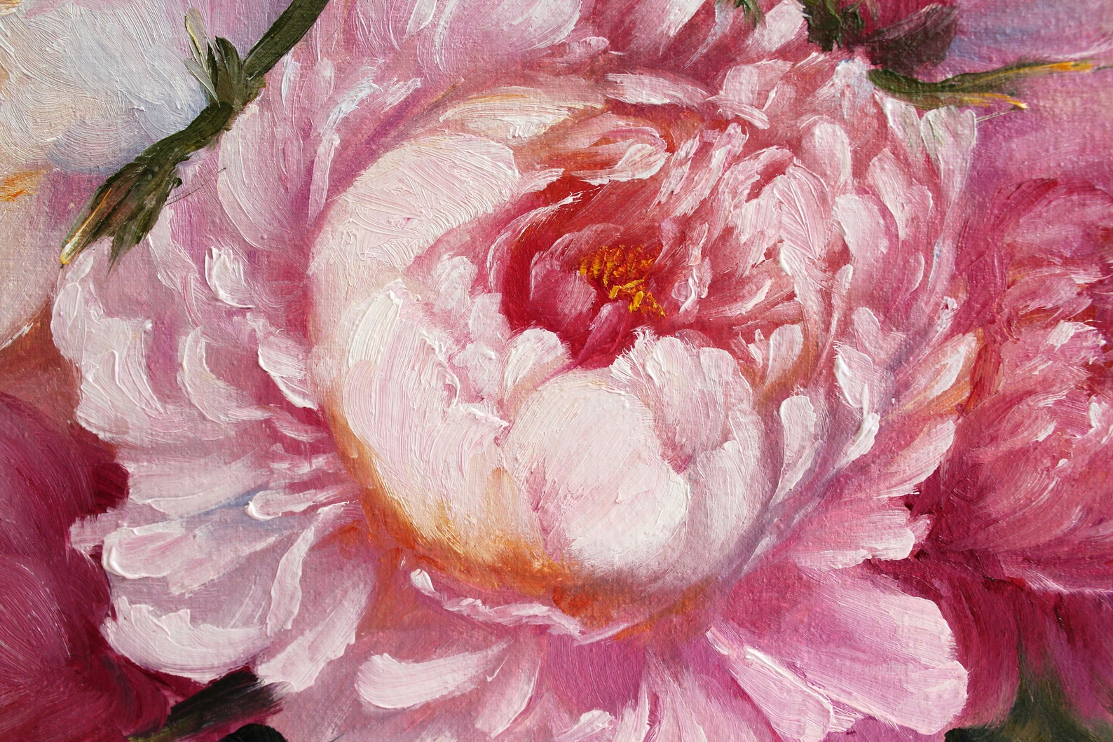 Peonies Oil Painting Flower Original Art Floral Wall Art Pink - Etsy.de