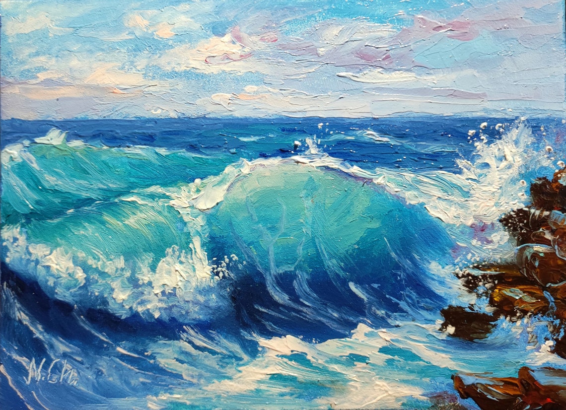 California Painting Ocean Original Art Seascape Wave Wall Art - Etsy