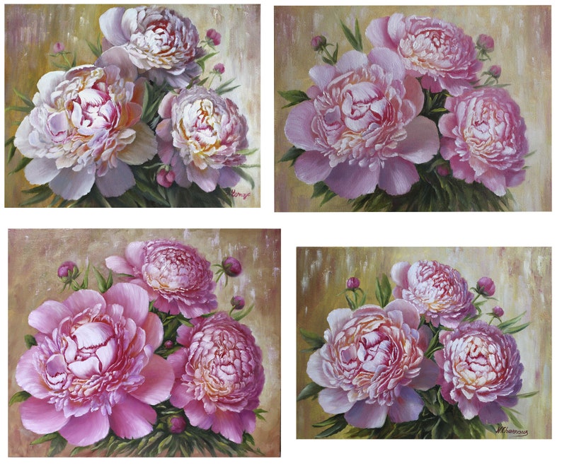 Peonies Oil Painting Flowers Original Art Peonies on Canvas - Etsy