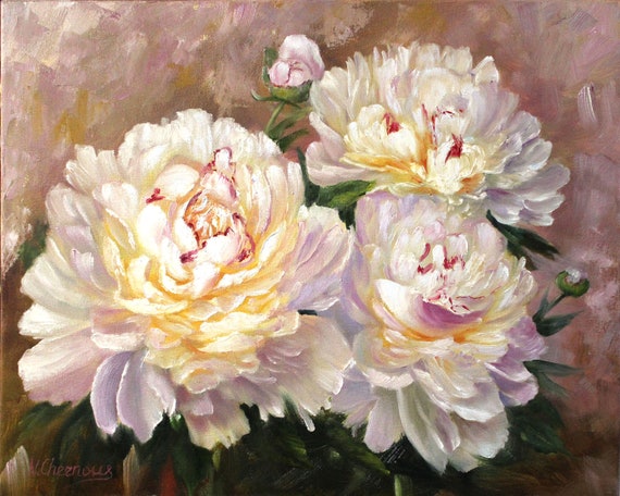 Peony Painting Floral Original Art Flowers Peonies Wall Art | Etsy