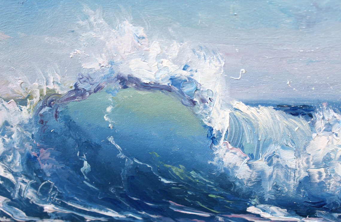 Ocean Wave Painting Original Art Seascape Wall Art Small Oil - Etsy