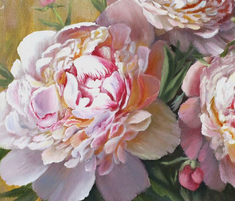 Peonies Oil Painting Flowers Original Art Peonies on Canvas - Etsy