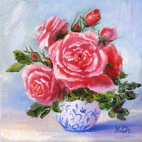 Rose Painting Canvas - Etsy