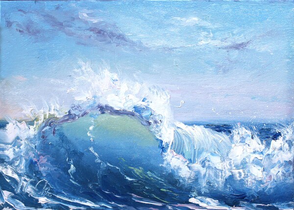 Vintage Seashore Oil Painting Art Print, Coastal Painting, Pastel ...