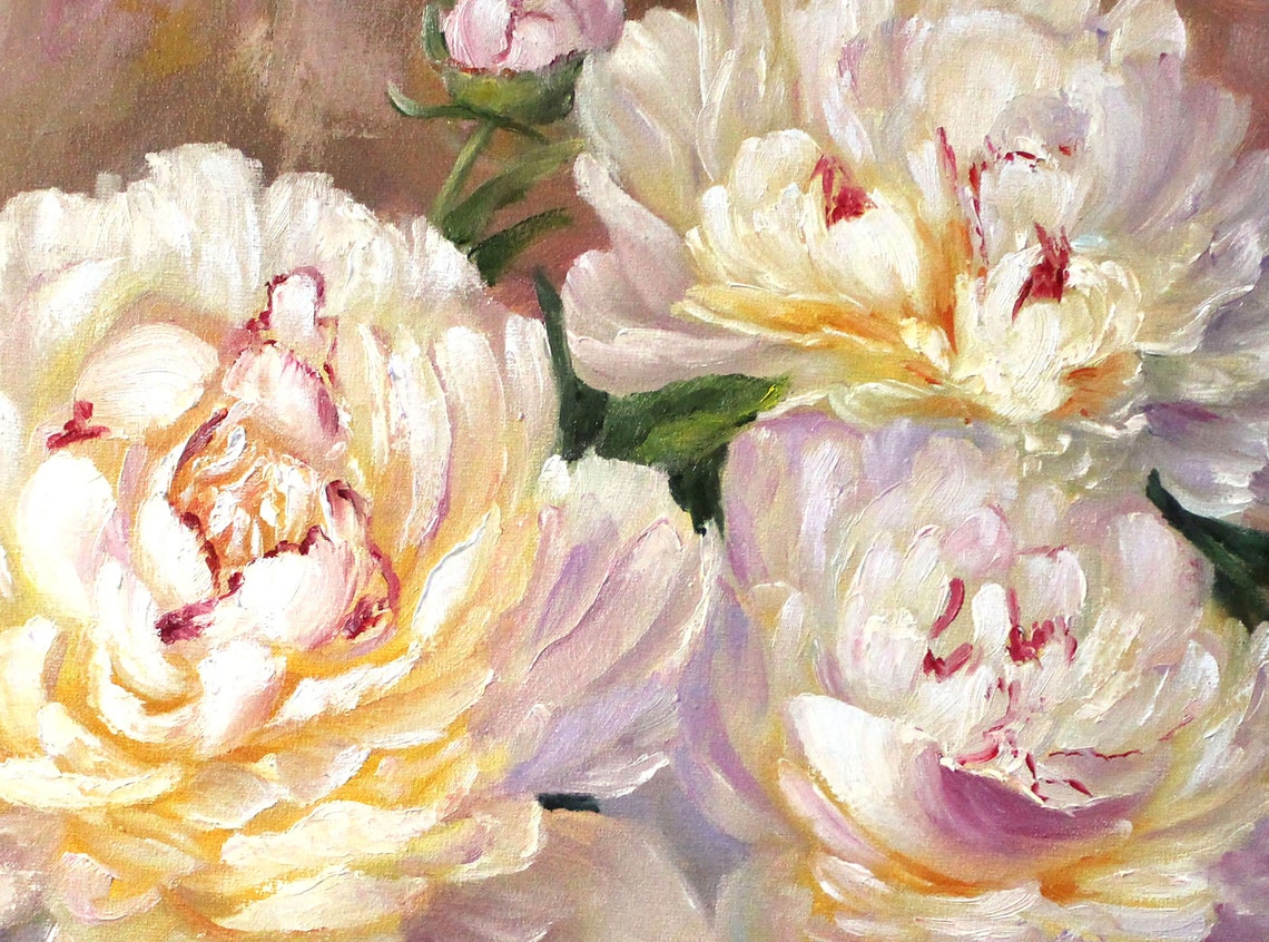 Peony Painting Floral Original Art Flowers Peonies Wall Art - Etsy