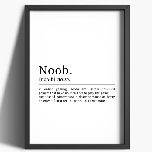 Noob Definition Digital Print 8 X 10 Gamer Print Gaming | Etsy