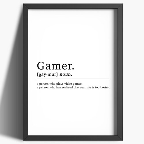 Gamer Definition Digital Print 8 X 10 Gamer Print Gaming - Etsy