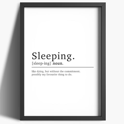 Sleeping Definition Print Bedroom Decor Bedroom Print - Etsy