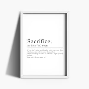 Sacrifice Definition | Office Wall Art | Home Office Prints ...