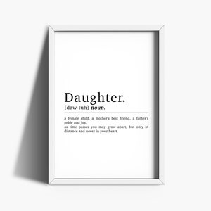 Daughter Definition Print | Home Décor | Bedroom Prints | Wall Art ...