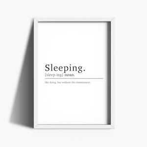 Sleeping Definition Print | Bedroom Decor | Bedroom Print | Home Decor ...