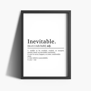 Inevitable Definition Print | Love Print | Anniversary Gift | Love ...