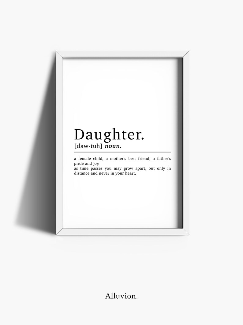 Daughter Definition Print Home Décor Bedroom Prints Wall | Etsy