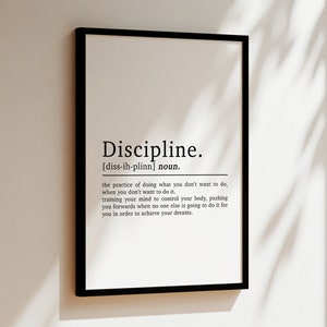 Discipline Definition Motivational Wall Art Poster Motivational Prints ...