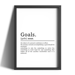 Inspirational Wall Art Goals Definition Print | Office Decor ...