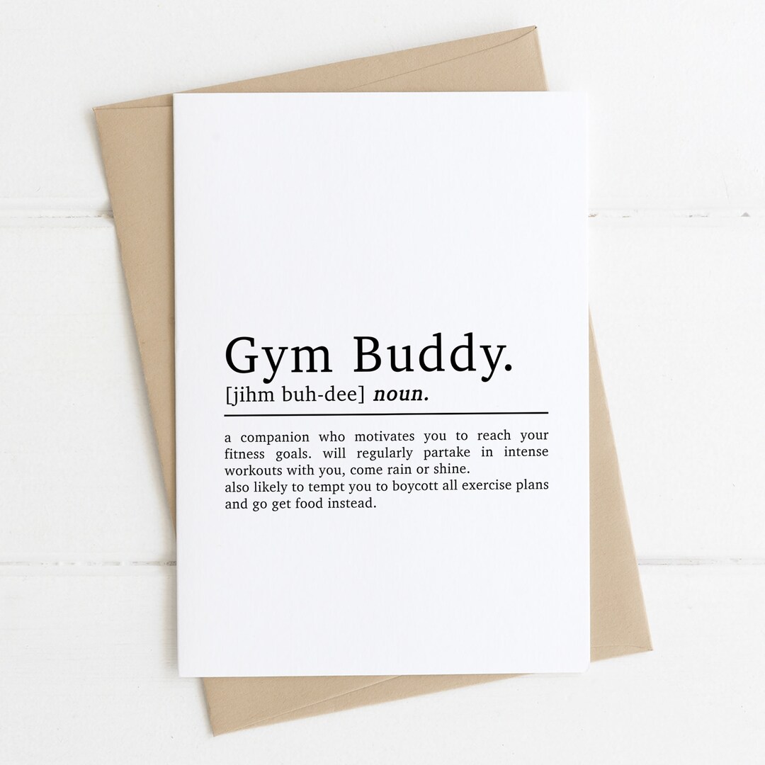 Gym Birthday Card Gym Buddy Definition Card Card For Gym Etsy