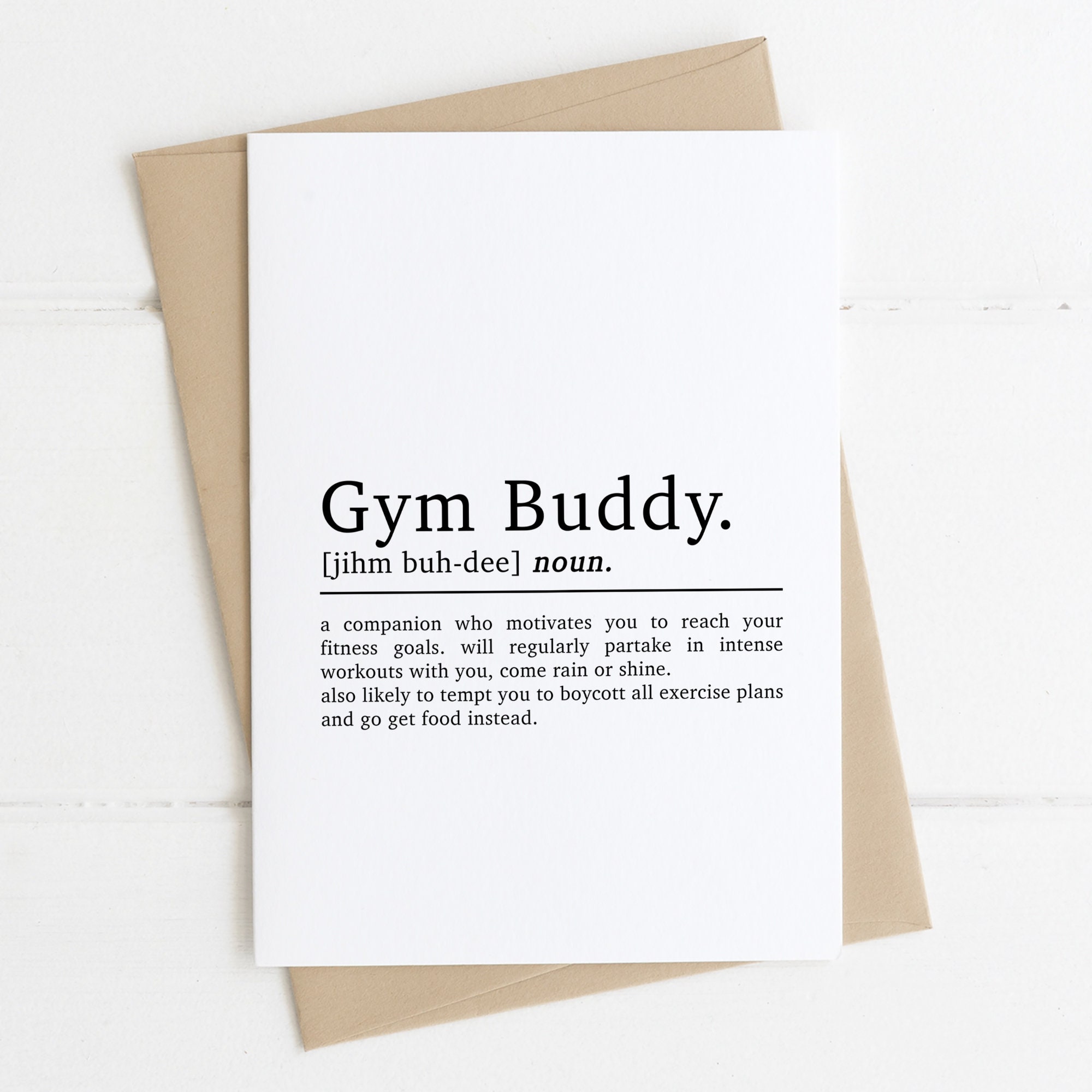 Gym Buddy Definition Card Gym Birthday Card Card for Gym - Etsy UK