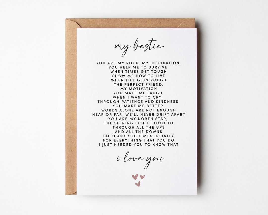 Best Friend Birthday Card, Bestie Poem, Friend Birthday Card ...