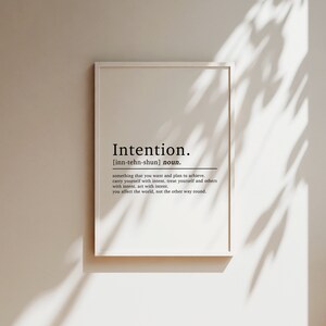 Intention Definition Inspirational Print, Office Wall Art ...