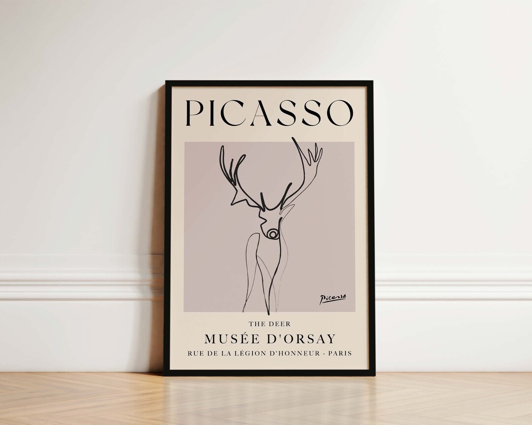Picasso Exhibition Wall Art Print, the Deer, Picasso Line Drawing ...