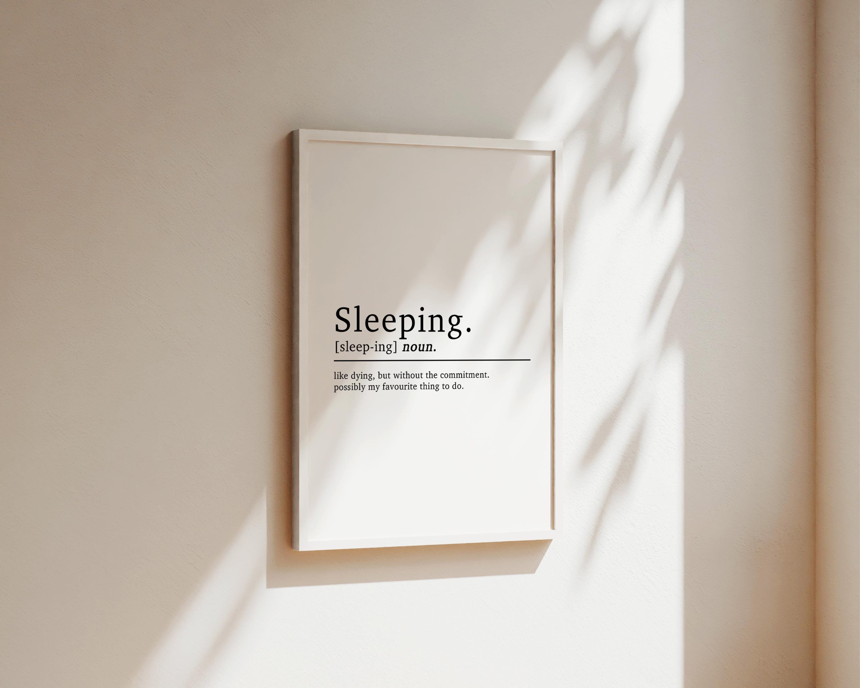 Sleeping Definition Print, Bedroom Print, Bedroom Decor, Bedroom Wall ...