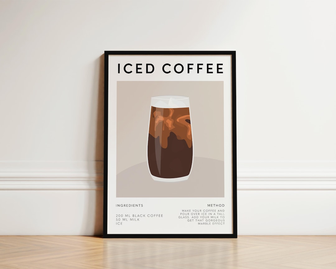 Iced Coffee Print, Coffee Poster, Coffee Print, Kitchen Decor, Coffee ...