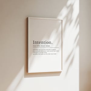 Intention Definition Inspirational Print, Office Wall Art ...