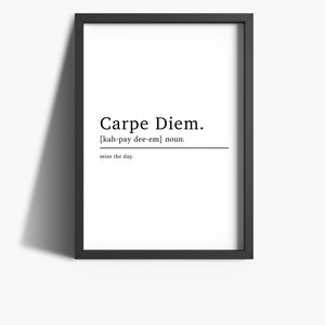 Inspirational Prints | Carpe Diem Definition Print | Motivational ...