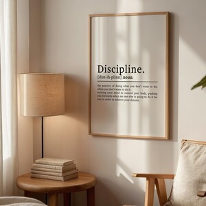 Discipline Definition Motivational Wall Art Poster, Motivational Print ...