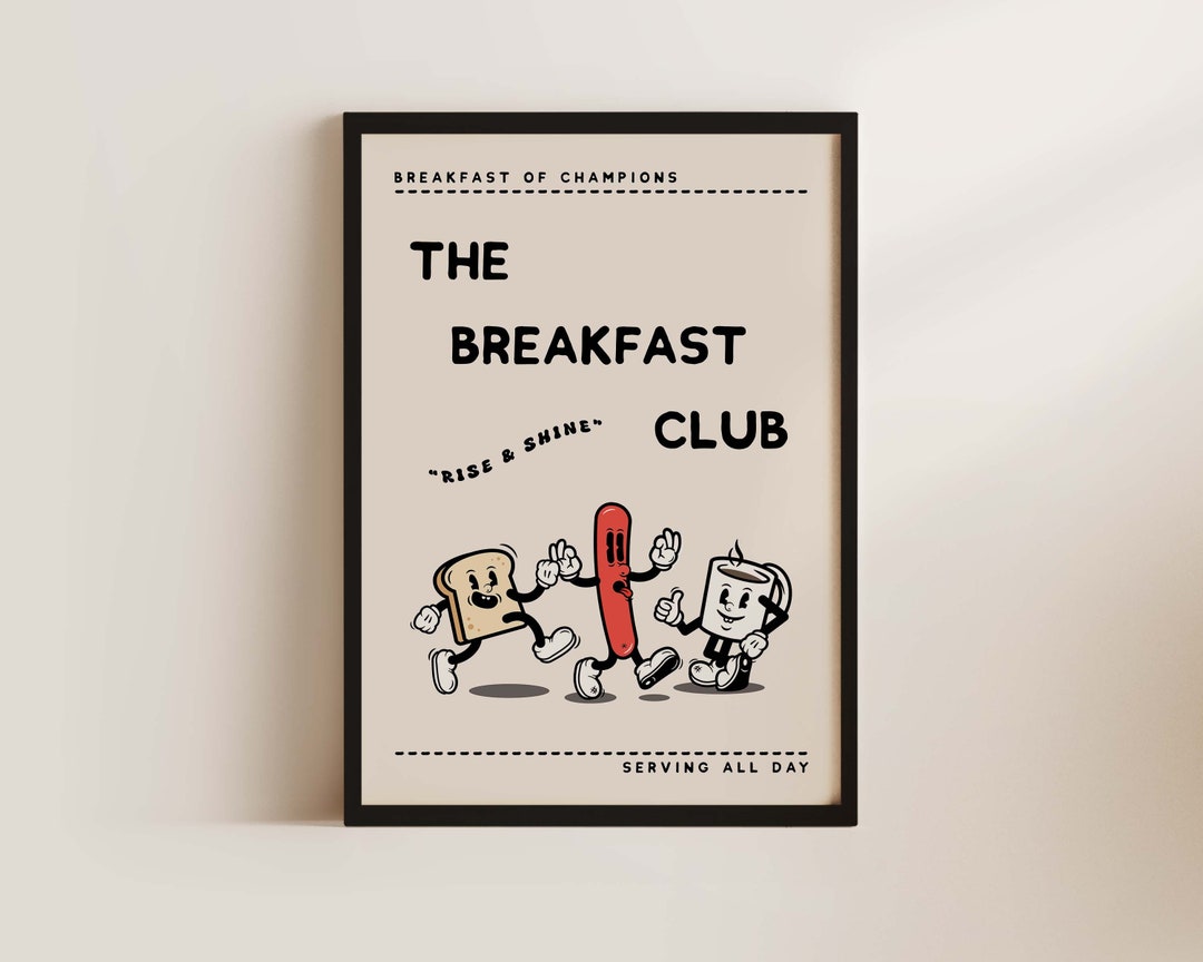The Breakfast Club Retro Kitchen Poster Print, Vintage Kitchen Wall Art ...