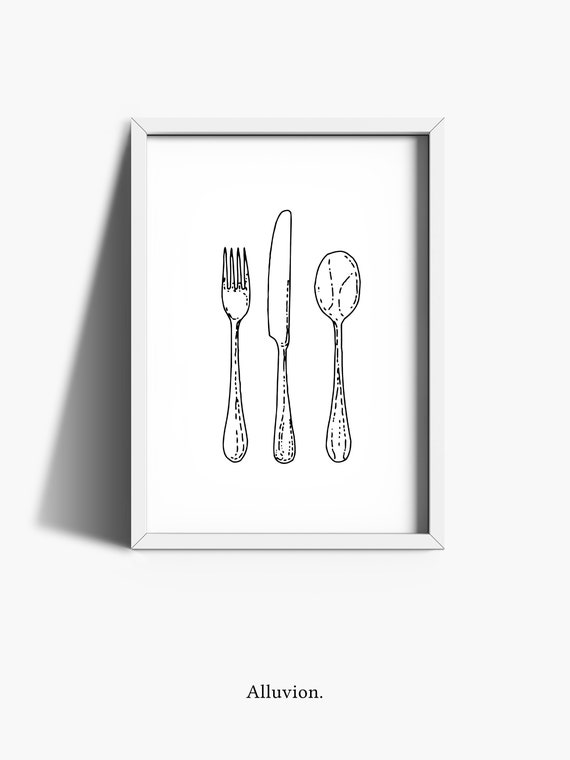 Kitchen Line Art Kitchen Prints Home Decor Kitchen Art | Etsy
