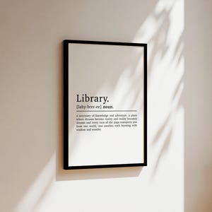 Library Definition Print, Book Wall Art, Gift for Book Lover, Reading ...