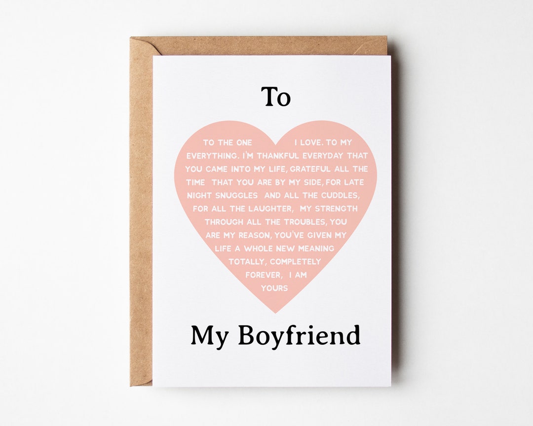 Boyfriend Birthday Card, Boyfriend Anniversary Card, Poem Birthday Card ...