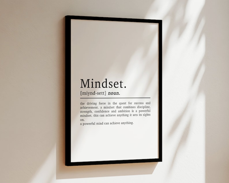 Mindset Definition Inspirational Office Wall Art Decor Print ...