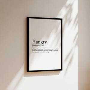 Hangry Definition Kitchen Print, Kitchen Wall Art, Funny Kitchen Decor ...