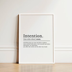 Intention Definition Inspirational Print, Office Wall Art ...