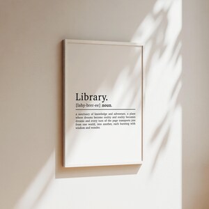 Library Definition Print, Book Wall Art, Gift for Book Lover, Reading ...