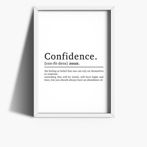 Confidence Definition | Office Wall Art | Office Prints | Inspirational ...