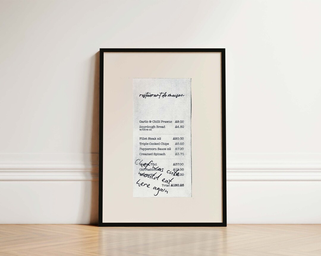 Chef Was Cute Print, Restaurant Receipt Print, Kitchen Print, Funny ...